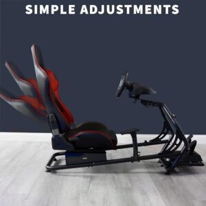 VIVO Racing Simulator Cockpit with Wheel Stand, Gear Mount, Chair and Frame Only, Fits Logitech, Thrustmaster, Fanatec, Compatible with Xbox One, Playstation, PC Video Game, Red Stripe, STAND-RACE1B