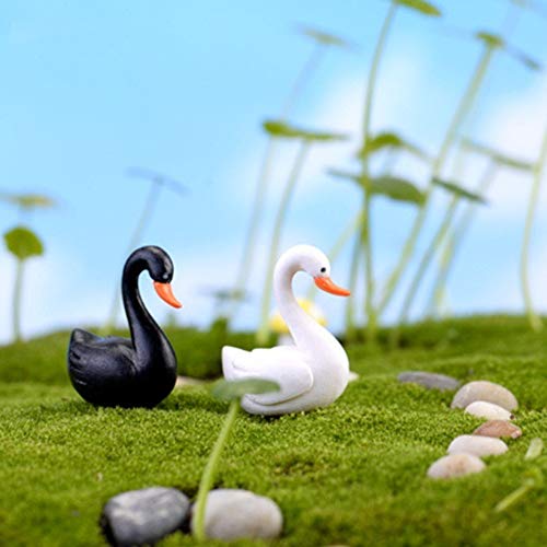 Shineweb 2Pcs Resin Couple Swan Model DIY Miniature Landscape Garden Bonsai Ornaments Outdoor Statues