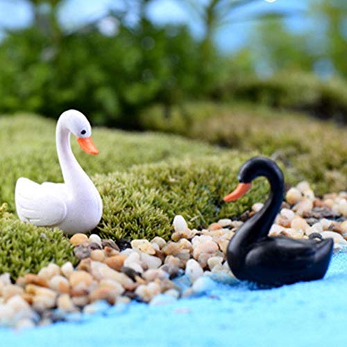 Shineweb 2Pcs Resin Couple Swan Model DIY Miniature Landscape Garden Bonsai Ornaments Outdoor Statues