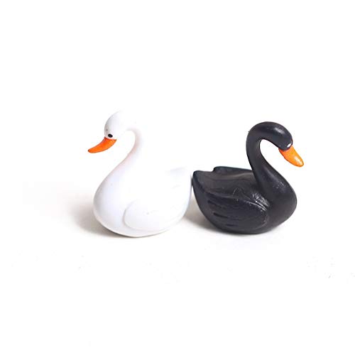 Shineweb 2Pcs Resin Couple Swan Model DIY Miniature Landscape Garden Bonsai Ornaments Outdoor Statues