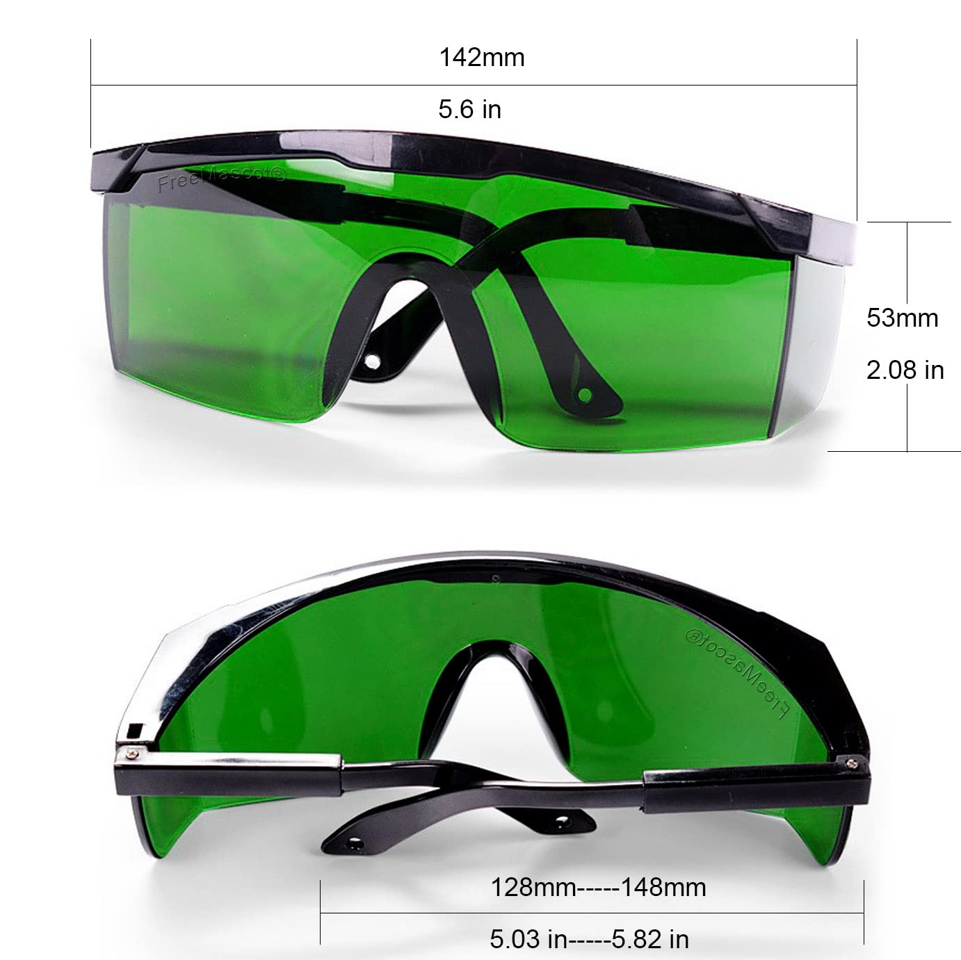 FreeMascot IPL 200nm-2000nm Laser Safety Glasses for Laser Hair Removal Treatment and Laser Cosmetology Operator Eye Protection with Case (Green)