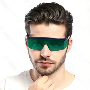 FreeMascot UV and Red Laser Safety Glasses for Typical 405nm, 445nm, 650nm and Infrared Laser Light for Hair Removal Eye Protection with Adjustable Frame Temple (Green)