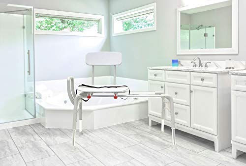 Eagle Health Ergo Sliding Bathtub Transfer Bench & Shower Chair Reg. (78811) Patented, Comfortable, Tool-Less Assembly, Height Adjustable