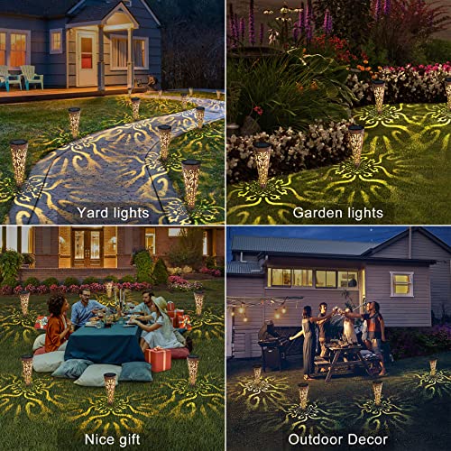 Go2garden 6Pcs Garden Solar Lights Outdoor Stakes Decorative Lighting for Yard, Pathway, Patio Decor Lawn Ornament (Red Copper)