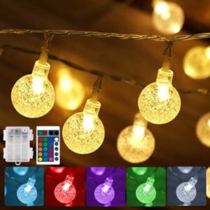 omika battery operated string lights, 18 color changing 15ft 30 led battery operated christmas lights with remote timer, usb powered fairy lights for indoor bedroom outdoor garden patio balcony decor