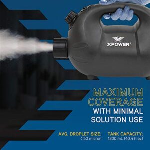 XPOWER F-16B ULV Cold Fogger, Mist Blower, and Sprayer for Cleaning, Disinfecting, Pest Control, Odor Elimination, and Mold Removal, 25+ Ft. Spray Distance, 1.6 L Tank Capacity, Rechargeable Battery