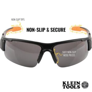 Klein Tools 60162 Safety Glasses, Professional PPE Protective Eyewear with Semi Frame, Scratch Resistant and Anti-Fog, Gray Lens