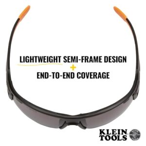 Klein Tools 60162 Safety Glasses, Professional PPE Protective Eyewear with Semi Frame, Scratch Resistant and Anti-Fog, Gray Lens