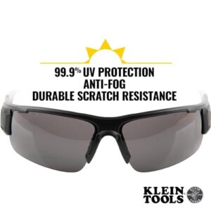 Klein Tools 60162 Safety Glasses, Professional PPE Protective Eyewear with Semi Frame, Scratch Resistant and Anti-Fog, Gray Lens