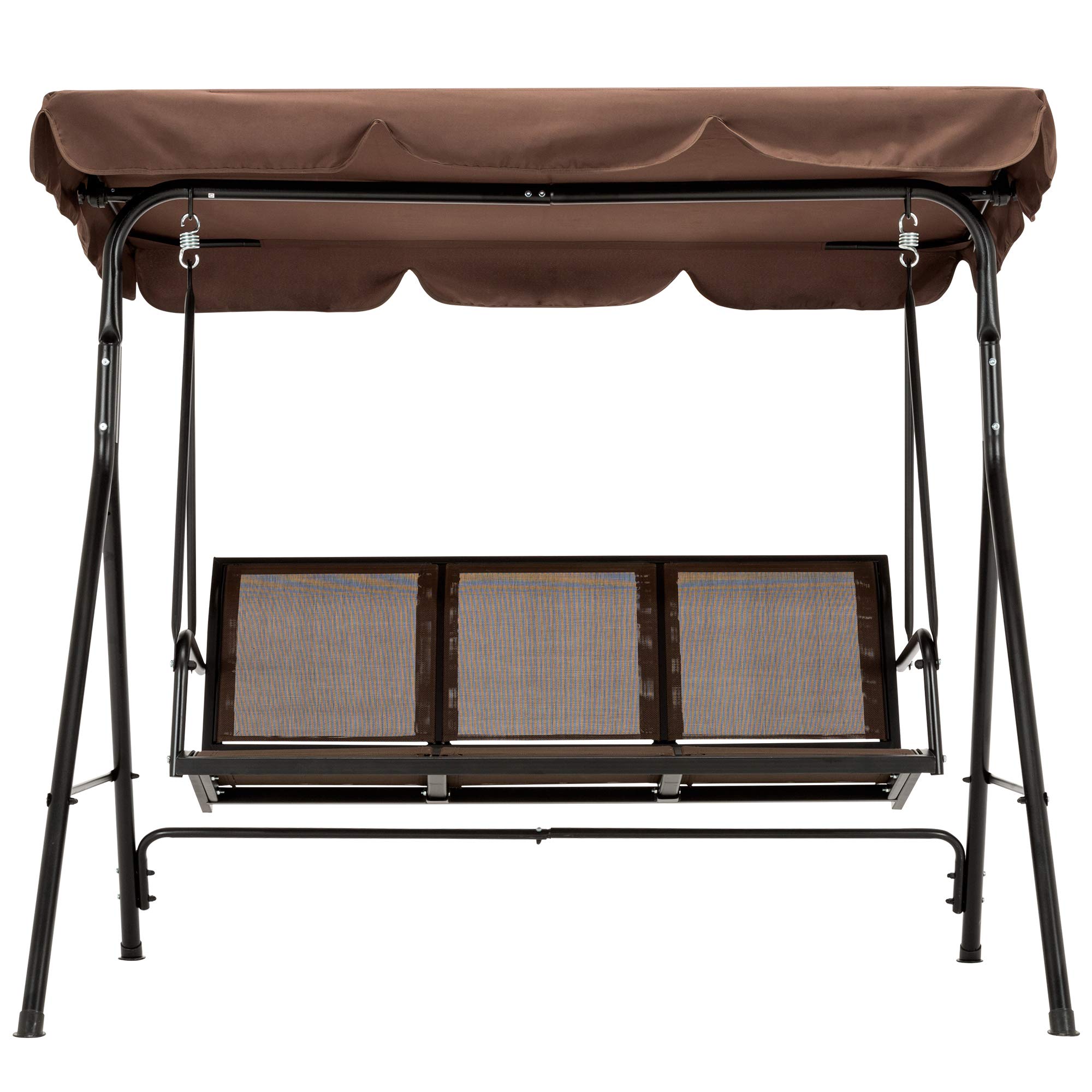 MCombo Outdoor Patio Canopy Swing Chair 3-Person, Steel Frame Textilence Seats Swing Glider, 4507 (Brown)