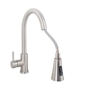 kitchen faucet with pull down sprayer brushed nickel, high arc single handle kitchen sink faucet without deck plate, commercial modern stainless steel kitchen sink faucet (brushed nickle)