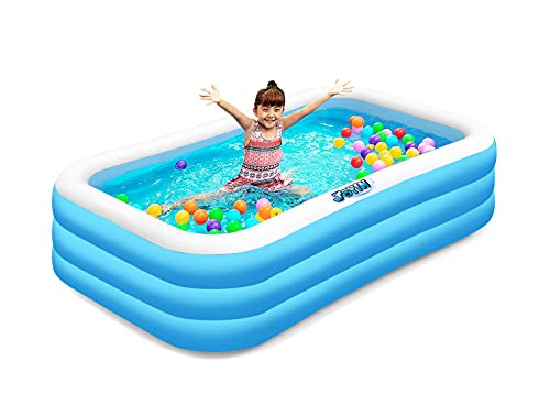 120" Inflatable Family Swimming Pool 120" X 72" X 22" Full-Sized Inflatable Lounge Pool for Baby, Kiddie, Kids, Adult, Infant for Ages 3+. Summer Fun Indoor Outdoor Water Party/Family Activity