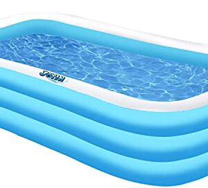 120" Inflatable Family Swimming Pool 120" X 72" X 22" Full-Sized Inflatable Lounge Pool for Baby, Kiddie, Kids, Adult, Infant for Ages 3+. Summer Fun Indoor Outdoor Water Party/Family Activity