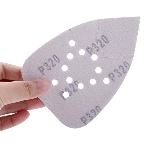 AUSTOR 60 Pieces Mouse Detail Sanding Sheets Pads 12 Holes Hook and Loop Sander Sandpaper Assorted 60/80/ 120/180/ 240/320 Grits to Fit for Black and Decker Detail Palm Sander