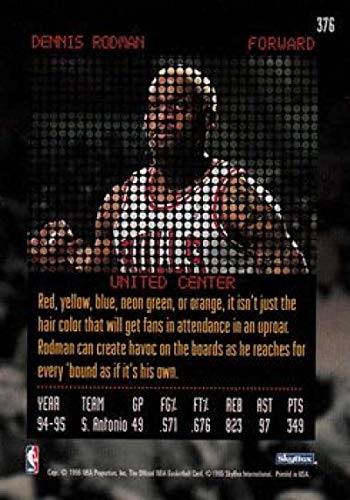 1995-96 NBA Hoops Series 2#376 Dennis Rodman Chicago Bulls RH Official Basketball Trading Card made by SkyBox