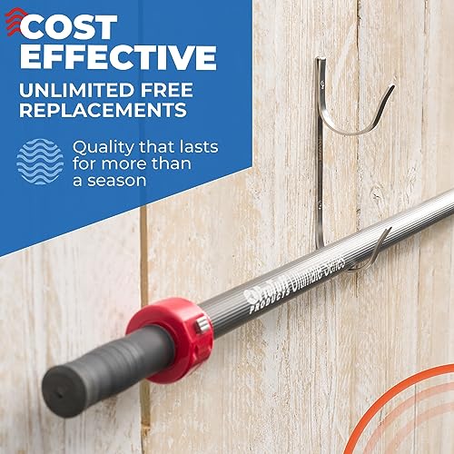 Never Rust Pool Pole Hangers - 2 ProTuff Heavy Duty Double Hooks w/Unlimited Free Replacements - Ideal Pool Fence Hooks for Pool Equipment, Brush, Vacuum Hose, Skimmer & Garden Tool Organizer