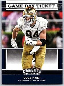 2020 panini contenders draft ncaa game day tickets football #35 cole kmet notre dame fighting irish official ncaa trading card from panini america