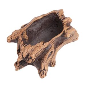 welliestr 1pc wood stump log concrete planter/succulent pot/plant pot, imitating wood flower cement planters for succulents flowerpots bonsai decor,16x10x6cm