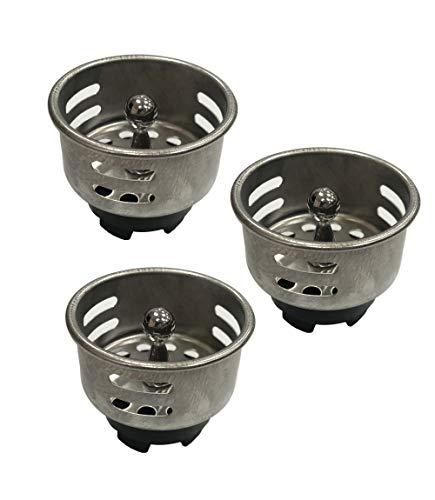 VARNAHOME Stainless Steel Junior Duo Strainer Replacement Basket/Stopper for Bar and Prep Sinks Drains 3 Pack