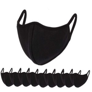 10 pack unisex black dust cotton facial & mouth covering, washable, reusable