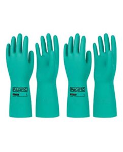 pacific ppe 2 pairs nitrile chemical resistant gloves, flocked, resist strong acid, alkali, 15 mil, 12.6", x-large