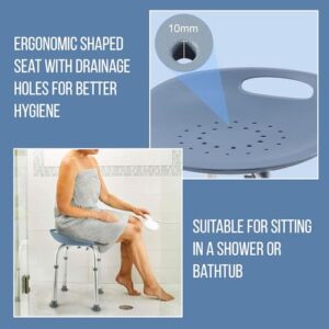 Remedic Bath and Shower Chair, Ergonomic Shaped PUR Foam Seat - Height Adjustable Shower Stool, Tub Chair, & Bathtub Seat Stool with Anti-Slip Rubber Feet, DME Bathtub Stool Seat for Seniors, Elderly