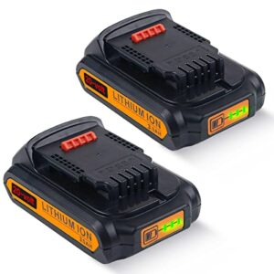 2pack 3.0ah dcb207 dcb206 replacement for dewalt 20volt max lithium battery dcb200 dcb201 dcb203 dcb204