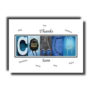 thank you swim coaches gift, swim team gifts, players can sign the white area of the 8x10 or 11x14 photo print