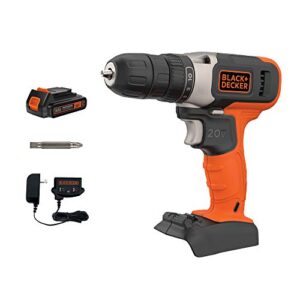 beyond by black+decker 20v max cordless drill/driver (bcd702c1aev), 20 volts, silver, black, orange