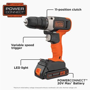 beyond by BLACK+DECKER 20V MAX Cordless Drill/Driver (BCD702C1AEV), 20 Volts, Silver, Black, Orange