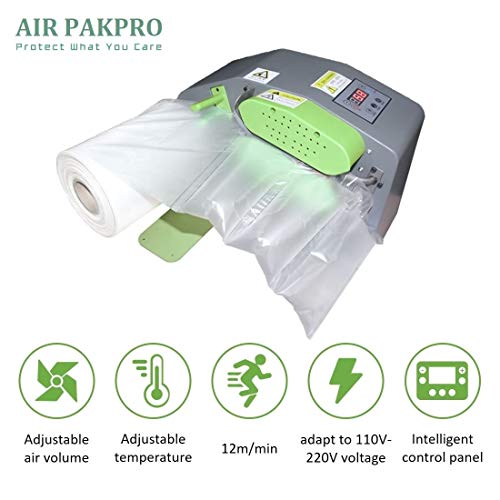 AIR PAKPRO Air Cushion Machine Air Pillow Maker Pillow Making Machine Void Fill Machine Air Bags Packing Machine Air Cushion Speed 39 Ft/minute max Heating Up Fastly in 30 Seconds