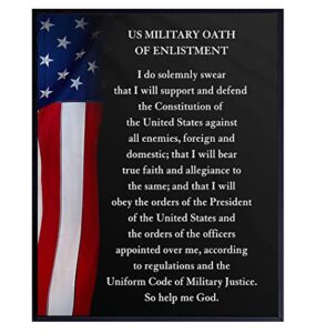 military oath of enlistment - patriotic american flag wall art decor, decoration - gift for soldiers, army, navy, air force, marines, coast guard, veterans, vets - poster print - 8x10 photo