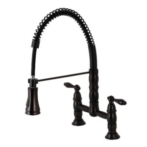 kingston brass gs1275al heritage pull-down sprayer kitchen faucet, oil rubbed bronze