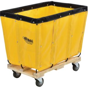 global industrial 8 bushel, yellow vinyl basket bulk truck, unassembled, 34"l x 22"w x 30-1/2"h