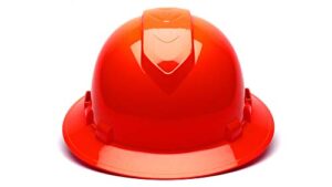 pyramex ridgeline full brim hard hat, vented, 4-point ratchet suspension