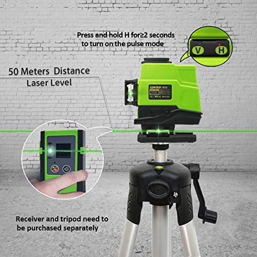 Zokoun IE12,12 Lines Green Beam 360° Rotary Self-leveling Laser Level Horizontal&Vertical Cross Line Leveler With Wireless Control 3D Laser Level with Li-ion Battery