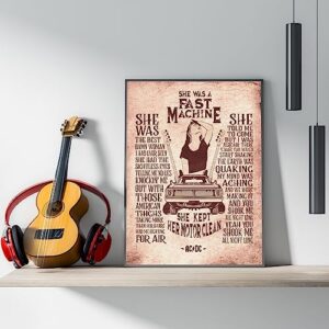 AC/DC Band - You Shook Me All Night, Iconic Rock Band Song Lyric Wall Art Print, Music Wall Decor For Room Decor, Studio Decor, Office Decor, Man Cave & Living Room Decor, Unframed Wall Print- 11x14"