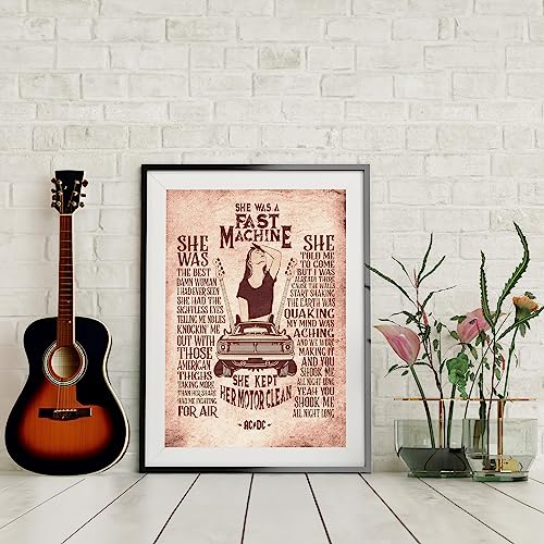 AC/DC Band - You Shook Me All Night, Iconic Rock Band Song Lyric Wall Art Print, Music Wall Decor For Room Decor, Studio Decor, Office Decor, Man Cave & Living Room Decor, Unframed Wall Print- 11x14"