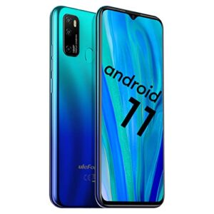 ulefone unlocked smartphones note 9p, 16mp + 5mp + 2mp, dual sim phones unlocked, android 11 4gb+64gb rom, 6.52" fhd, fingerprint face detection, 4500mah high capacity battery, t-mobile - blue