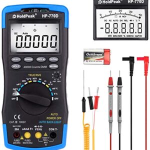 Digital Multimeter AP-770D TRMS 40000Counts Multimeter Tester Autoranging Voltmeter Ammeter with High Precision for NCV AC/DC Voltage Current Resistance Capacitance Frequency Diodes hFE Temperature