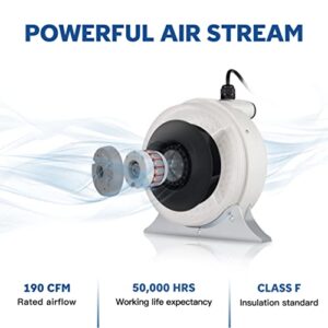 xyfair XYF Air PF-100 | Radon Mitigation Fan 4" 190CFM | Waterproof Duct Fan (Indoor/Outdoor)