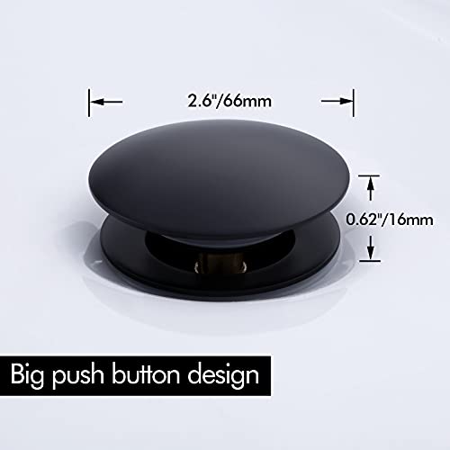 KES Matte Black Sink Drain with Overflow, Pop Up Drain with Overflow with Detachable Drain Hair Catcher Sink Drain Strainer for Bathroom Sink Drain Pop Up Drain Stopper Matte Black, S2018A-BK