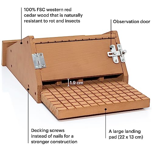 WHITEHORSE 4-Compartment Bat House - A Premium Cedar Bat Box That is Built to Last - Enjoy a Healthier Yard with Fewer Mosquitos While Supporting Bats (Brown)