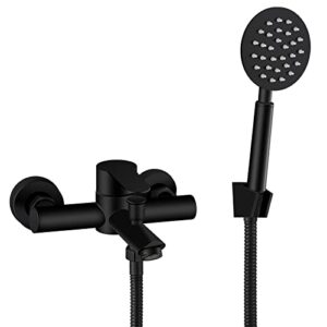 aolemi matte black wall mount bathtub faucet with handheld sprayer single handle shower mixer tap 6 inch center bathroom tub faucet stainless steel sus304