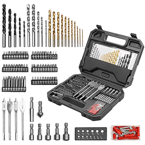 Drill Bit Set, WESCO 122Pcs Power Impact Driver Bits Set and Screwdriver Bits Set,Assorted in Tough Case for Wood Metal Cement Drilling and Screwdriving, Gift for Men/Women Tools Box