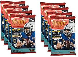 2019 panini score nfl football retail 8 sealed packs lot of 12 cards each pack. 96 cards in all loaded with rookies such as daniel jones, kyler murray, dk metcalf, josh jacobs, and hunter renfrow and mega stars patrick mahomes and tom brady.. chase autogr