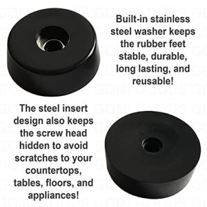 16 Cutting Board Rubber Feet with Stainless Steel Screws & Washer, (Size: 1” W x 0.35” H), Premium Soft Grips for Appliances, Furniture, Electronics - Non Marking, Non Slip, Anti-Skid Material