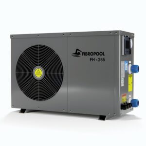 fibropool swimming pool heat pump - fh255 55,000 btu - for above and in ground pools and spas - high efficiency, all electric heater - no natural gas or propane needed