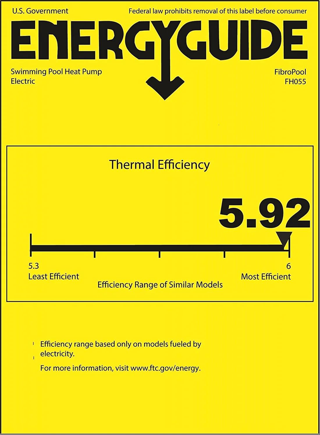 FibroPool Swimming Pool Heat Pump - FH255 55,000 BTU - for Above and In Ground Pools and Spas - High Efficiency, All Electric Heater - No Natural Gas or Propane Needed