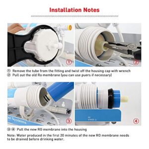 50 GPD Reverse Osmosis Membrane 1.8"x12" RO Membrane Water Filter Replacement,Reverse Osmosis Fit for Under Sink RO Drinking Water Purifier System 1-Pack